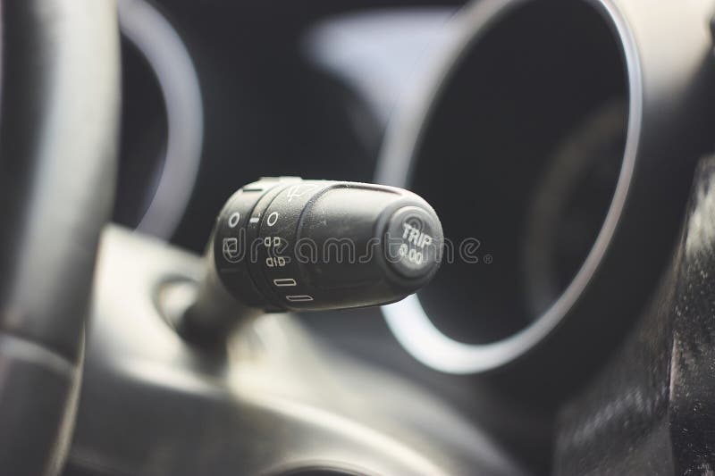 Windshield Wiper Control Lever Showing Trip Information in Modern Car ...