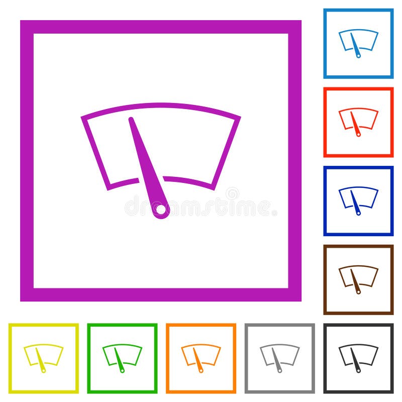 Windshield Wiper Flat Framed Icons Stock Vector - Illustration of ...