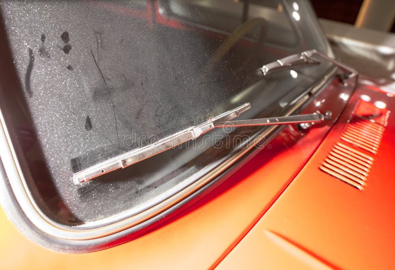 Windshield Wiper on the Window of a Red Car. Stock Photo - Image of ...