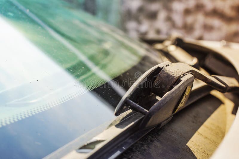 Windshield Wipers from Inside of Car, Season Rain. the Front and ...