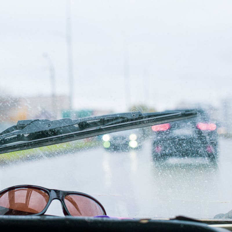Windshield Wipers from Inside of Car, Season Rain. the Problem of Poor ...