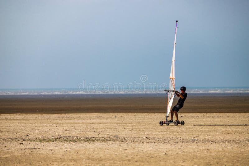 Windskate on the Beach Running in the Sand Stock Photo - Image of ocean ...