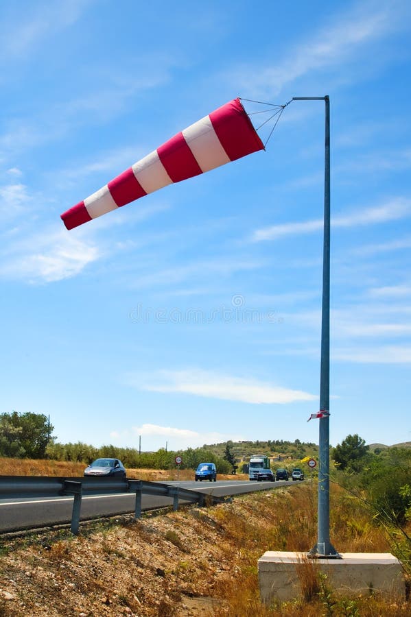 Windsock, Weather Vane for Airfields. Red and White Striped Fabric ...