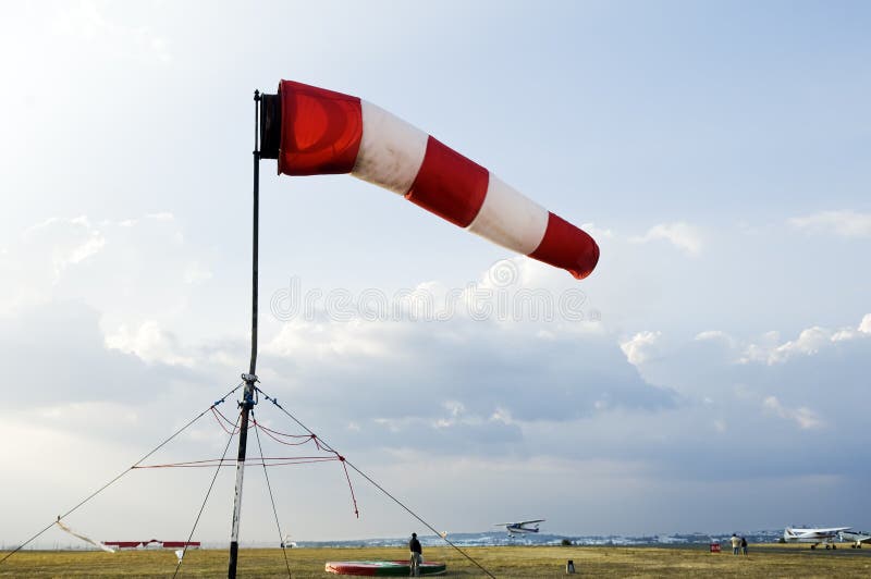 Windsock, Weather Vane for Airfields. Red and White Striped Fabric ...