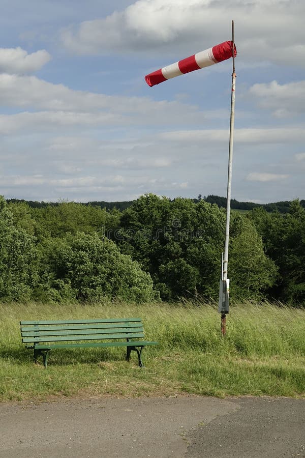 Windsock Blown by the Wind on the Field Stock Image - Image of green ...