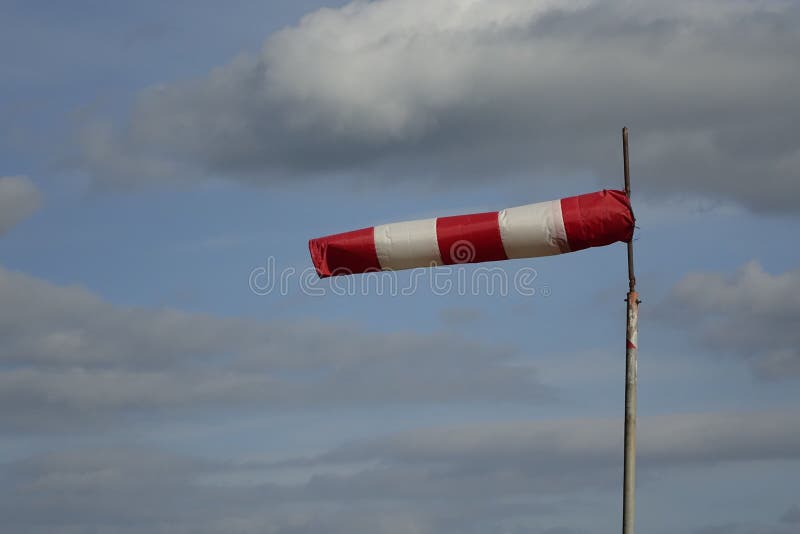 Windsock Blown by the Wind on the Field Stock Image - Image of ...