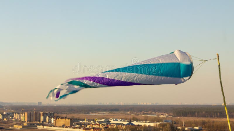 Windsock on Blue Sky Measures Wind Speed Stock Image - Image of vane ...