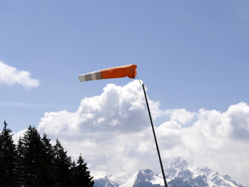 Windsock Flying Horizontaly, Indicating Strong Wind and the Direction ...