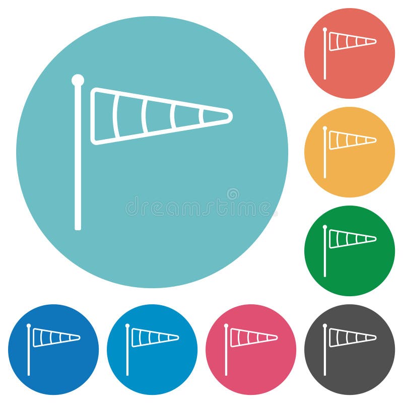 Windsock Indicator Outline Flat Round Icons Stock Vector - Illustration of prevision, simple ...