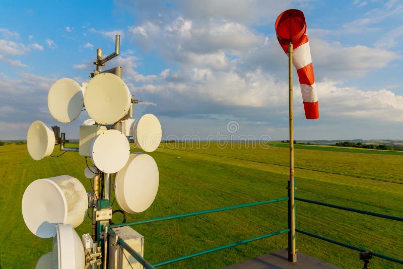 Windsock Indicator of Wind on Runway Airport Stock Image - Image of ...