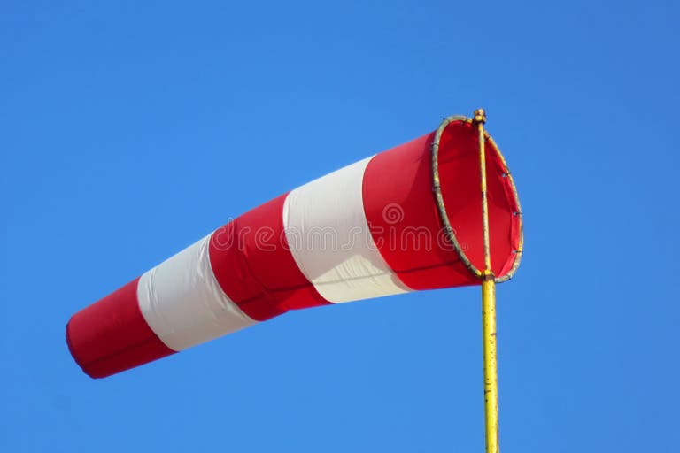 Windsock Indicator of Wind on Runway Airport. Wind Cone Indicating Wind ...