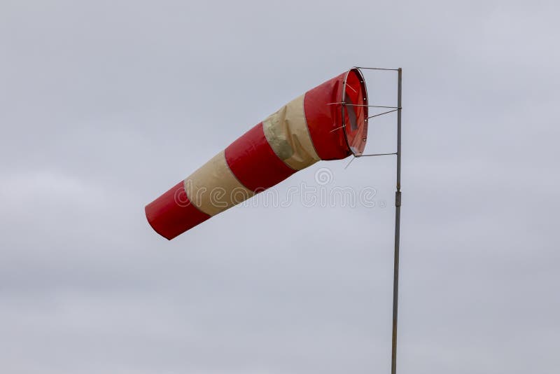 Windsock Indicator of Wind on Runway Airport. Wind Cone Indicating Wind ...