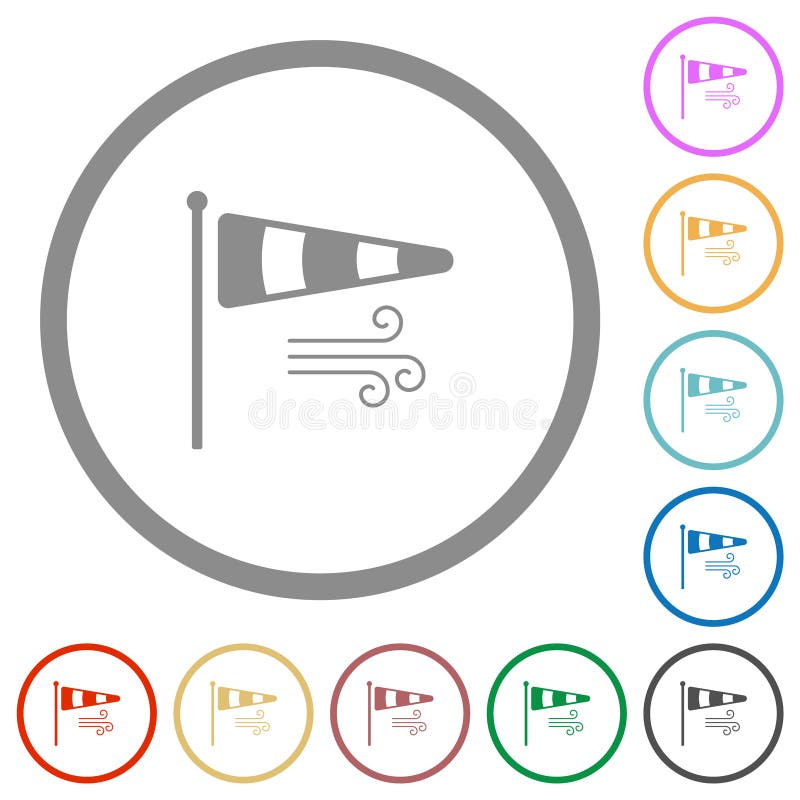 Windsock Indicator with Wind Outline Round Flat Multi Colored Icons Stock Vector - Illustration ...