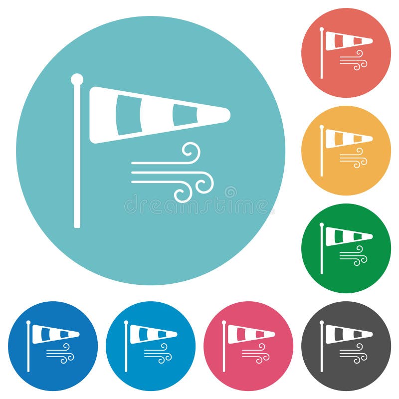 Windsock Indicator with Wind Solid Flat Round Icons Stock Vector ...