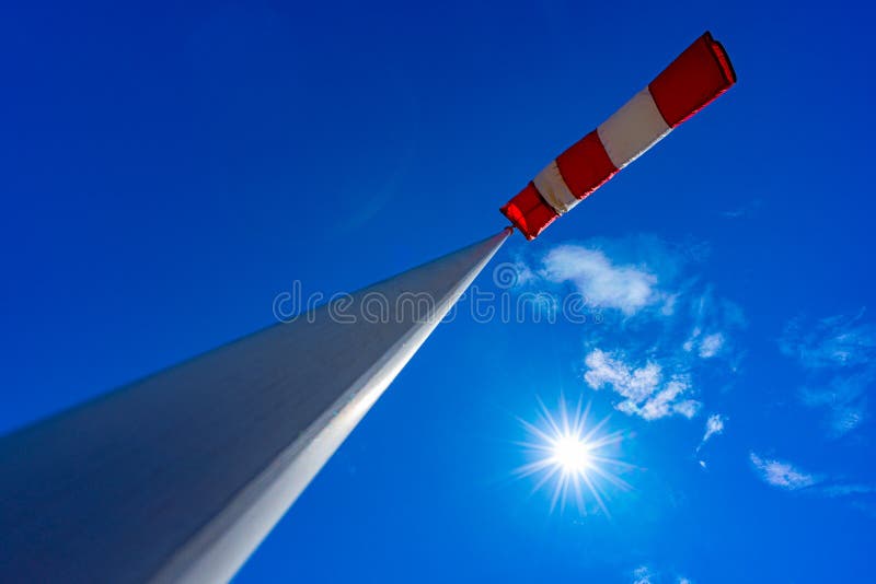 Windsock during a Strong Wind. Windsock Shows Wind Direction and ...