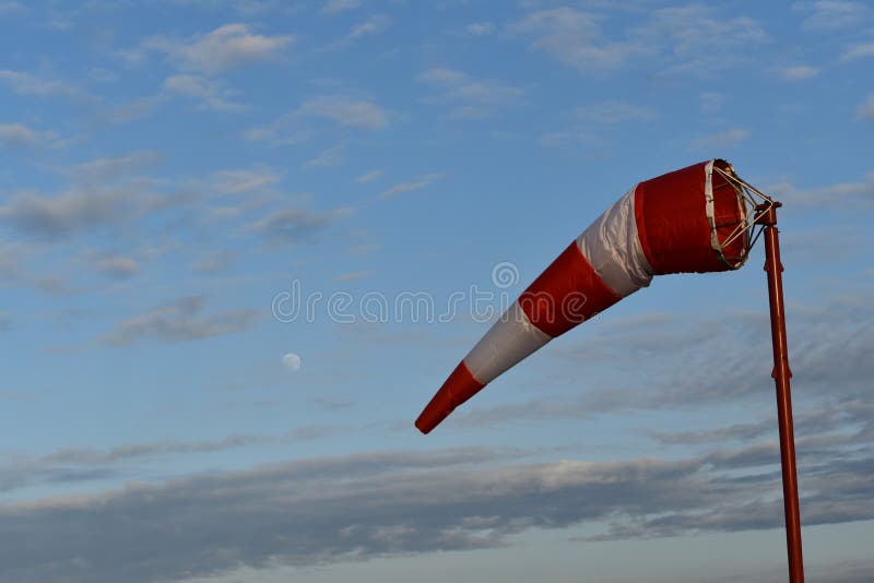 Airfield With An Aircraft And A Windsock Stock Image - Image of ...