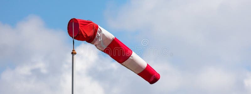 Windsock during a Strong Wind. Windsock Shows Wind Direction and ...