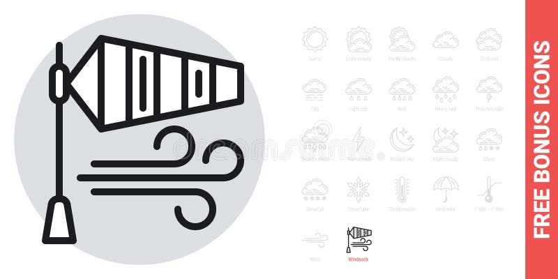 Windsock or Wind Speed Flag Icon for Weather Forecast Application or ...