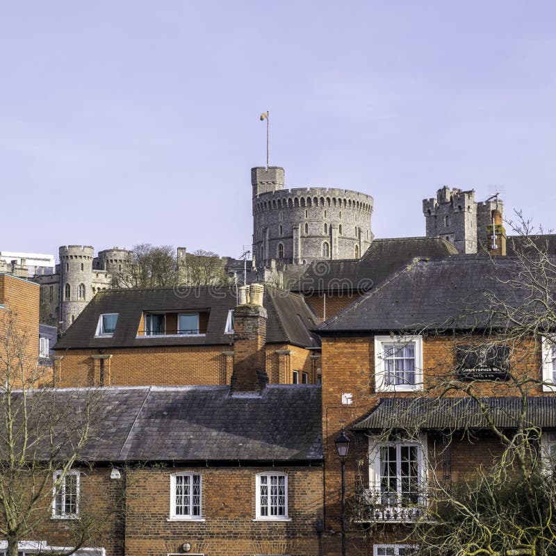Windsor Castle with Modern Houses Stock Photo - Image of tower, tourist ...