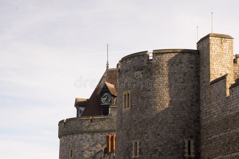 Windsor Castle Partial View Tower Clock Sky Stock Photo - Image of ...