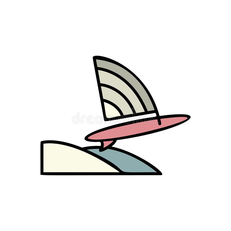 Windsurf Icon. Simple Outline Colored Vector of Adventure Icons for Ui ...