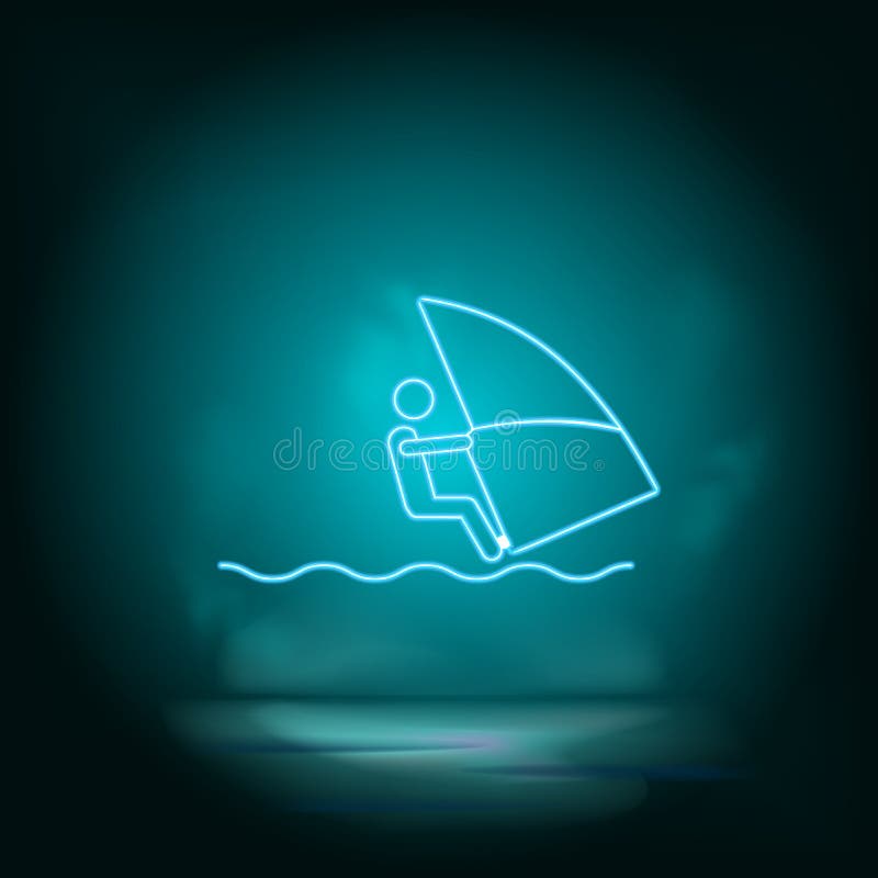 Windsurf Sea Blue Neon Vector Icon. Simple Element Illustration from ...