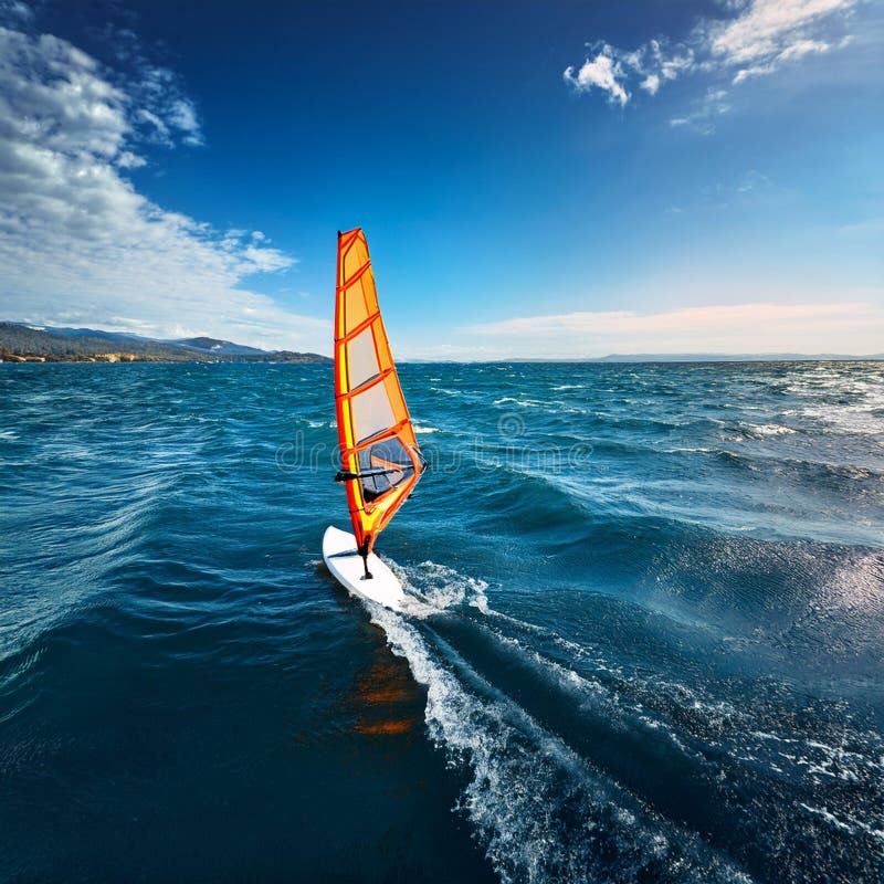 Windsurf, AI generated stock illustration. Illustration of water ...