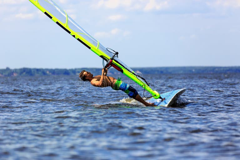 Windsurfer falls stock image. Image of surfer, surf, power - 33096623