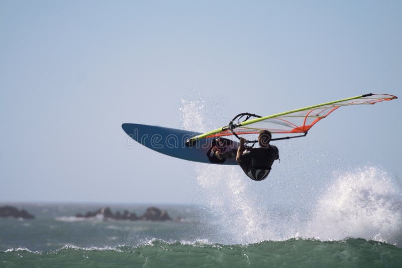 Windsurfer jump stock photo. Image of windsurfer, windsurfing - 1696490