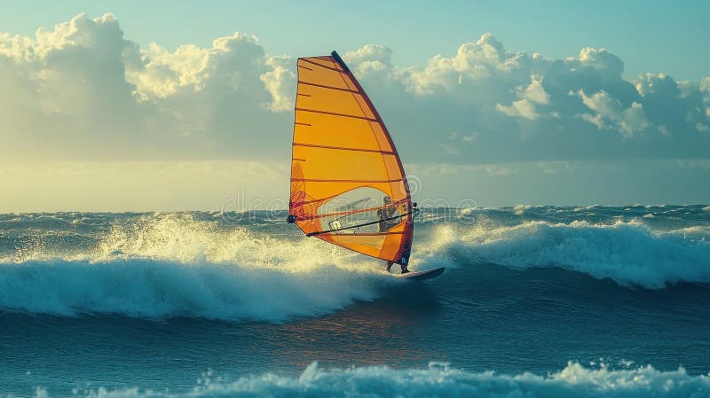 Windsurfer Sunset Vibrant Ocean Scene Stock Photos - Free & Royalty ...