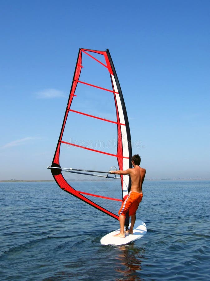 Windsurfer on Waves of a Gulf Stock Photo - Image of sports, blue: 3083704
