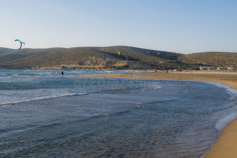 Windsurfing and Kitesurfing at Prasonisi Beach at Rhodes Islnad in ...