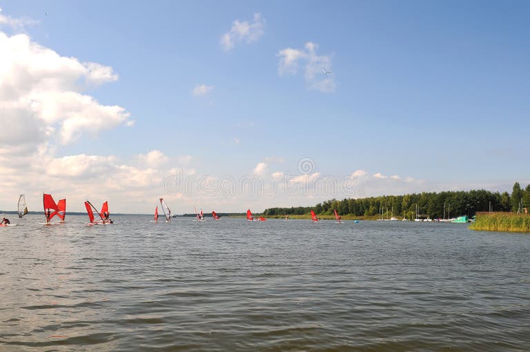 Windsurfing on lake stock image. Image of recreation, outdoor - 6299721