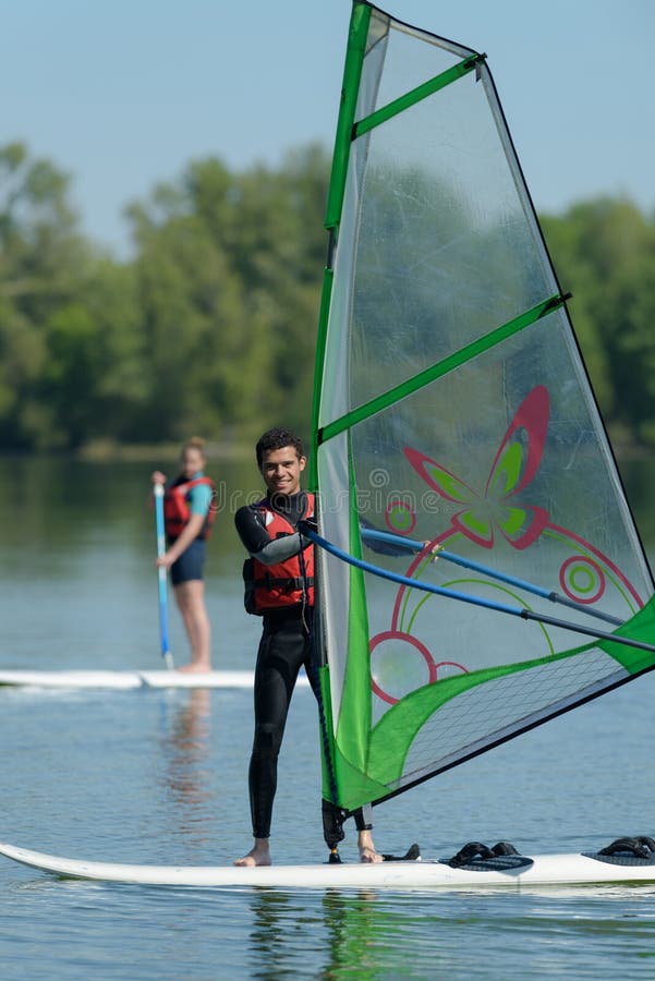 Windsurfing Lake Sport Vacation Recreation Stock Photo - Image of ...