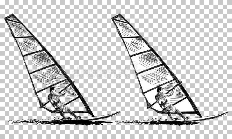 Windsurfing sketch stock vector. Illustration of drawing - 40830728