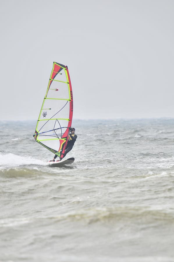 Windsurfing in spray. editorial image. Image of surf - 39492940