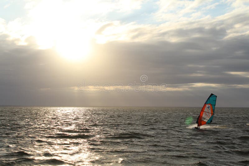 Windsurfing at Sunset Hatteras Seashore Editorial Stock Photo - Image ...