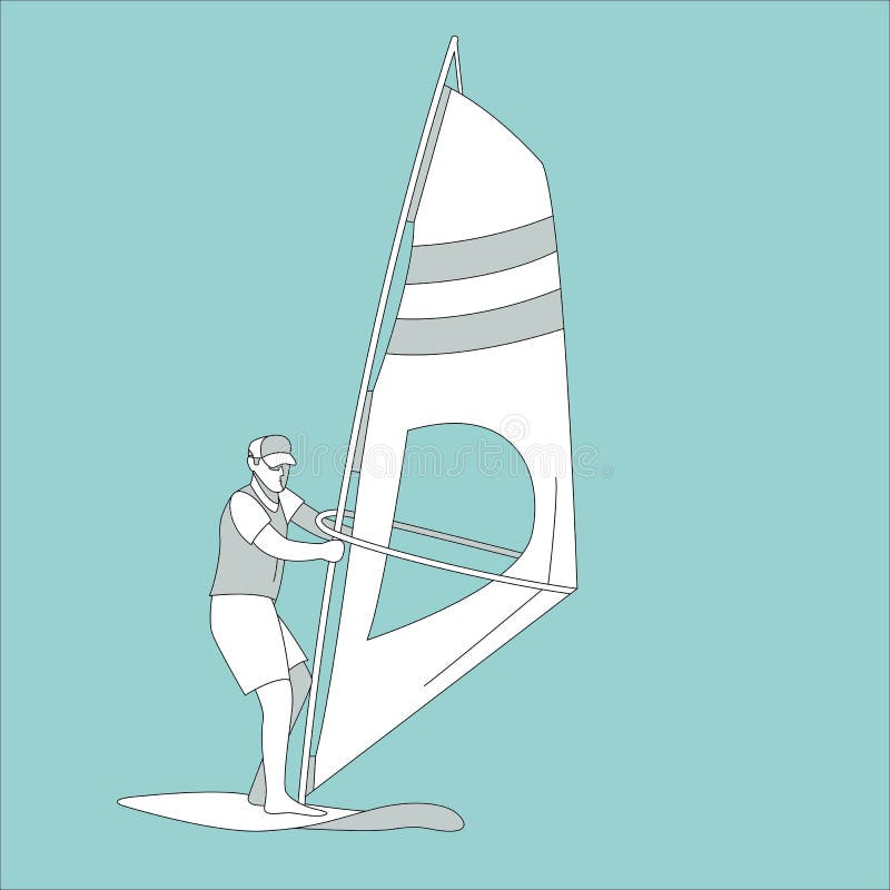 Windsurfing ,vector Illustration ,lining Draw , Front Stock Vector ...