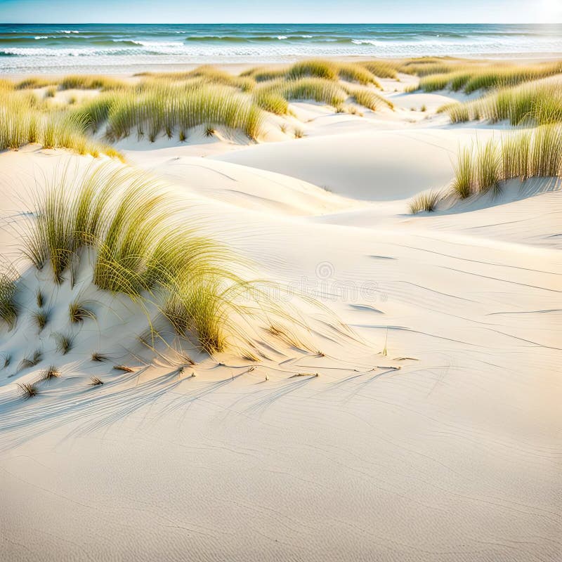 Windswept Beach Sand with Dune Grass Stock Illustration - Illustration ...