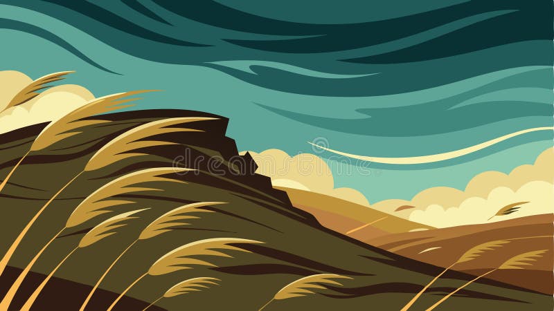 Windswept Grasses Dance in the Strong Gusts Adding Texture and Movement ...