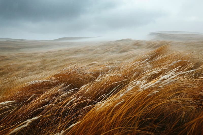 Windswept Landscapes during Windy Weather Stock Illustration ...