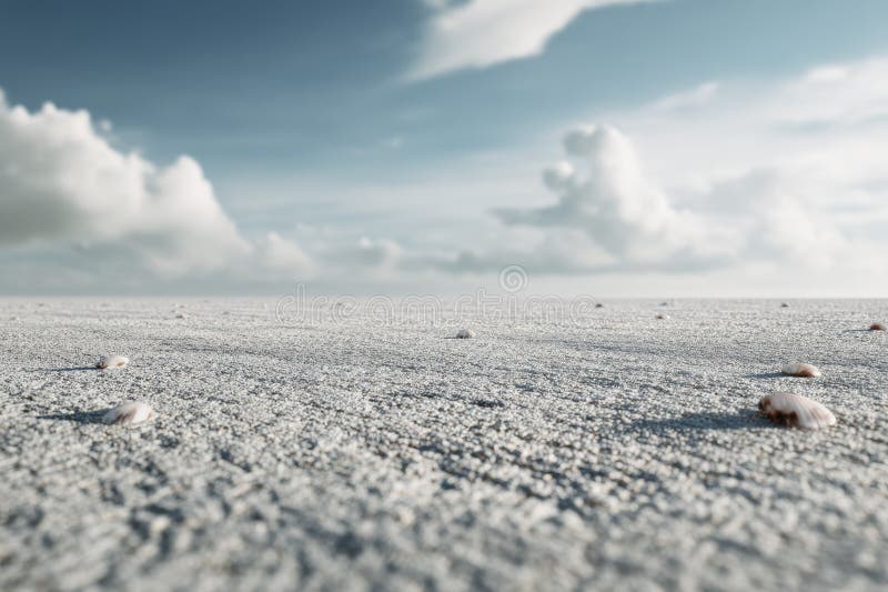 Windswept Minimal Sand Surface with Faint Shell Shadows Under Cloudy ...