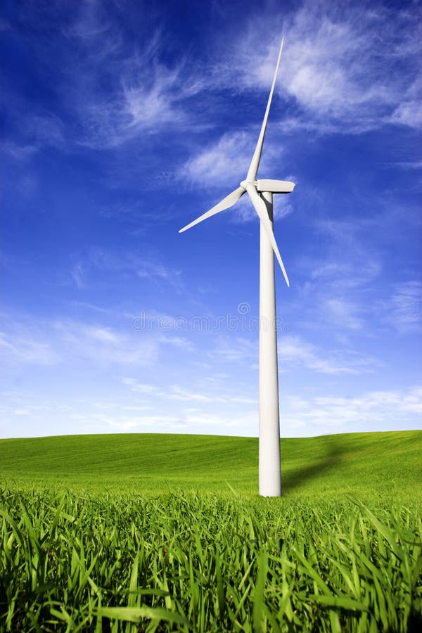 Zwei Wind-Turbinen stockfoto. Bild von umgebung, blau - 6009528