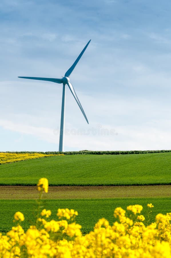 Windturbinen Auf Dem Grünen Gebiet Stockbild - Bild von umwelt, nave ...