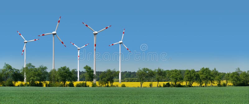 Windturbinen stockbild. Bild von umgebung, blau, frech - 19707095
