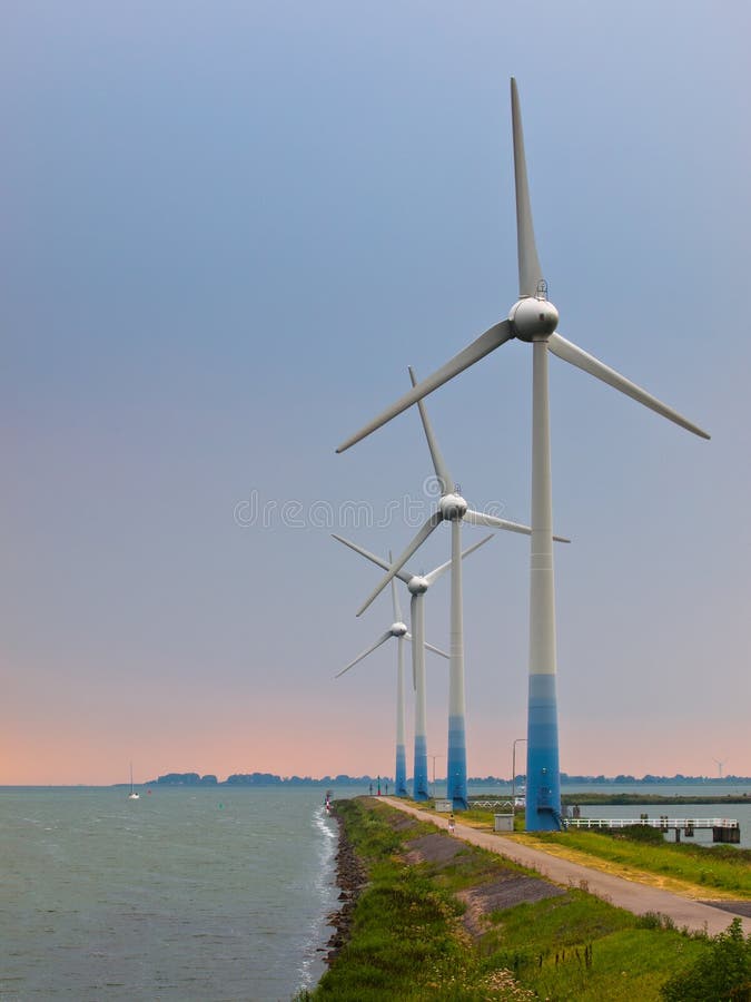 Windturbines on a Pier stock image. Image of renewable - 28755165