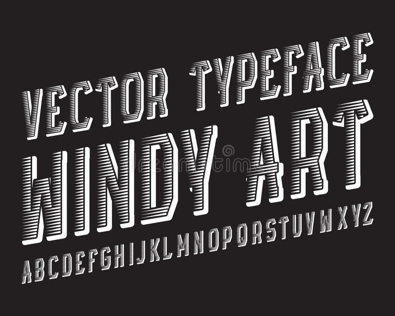 Windy Art Vector Typeface. White Dynamic Font Stock Vector ...