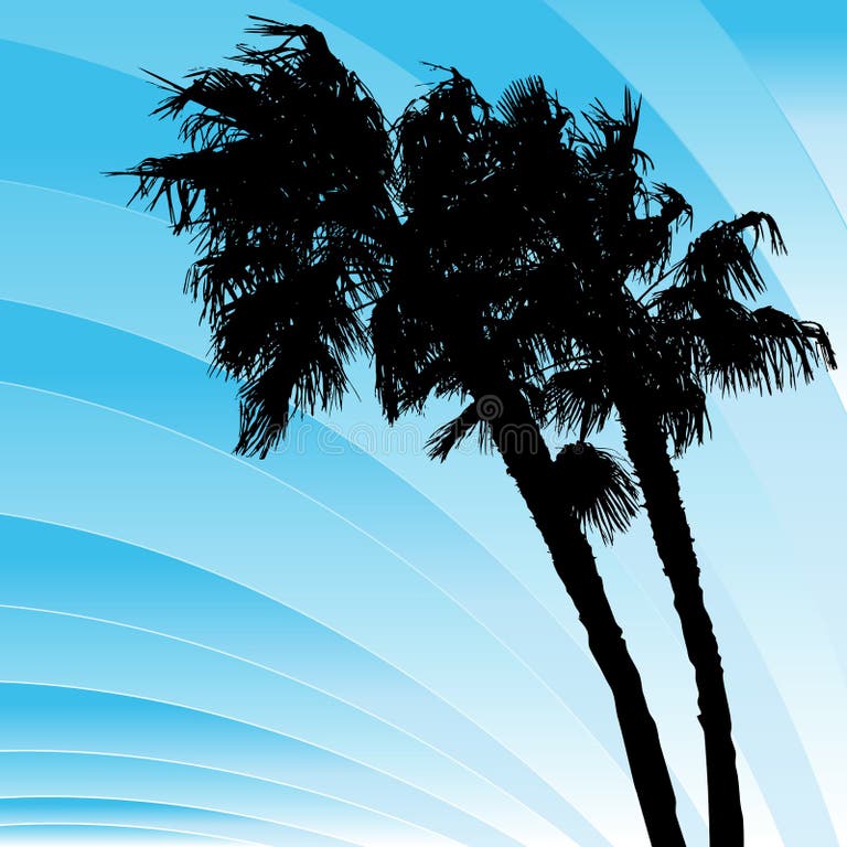 Windy Bending Palm Trees stock vector. Illustration of black - 23689839