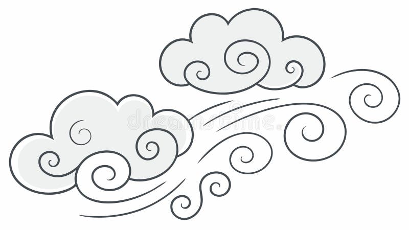 Windy Clouds Weather Symbol Breeze Art, Vector Design Generative AI ...