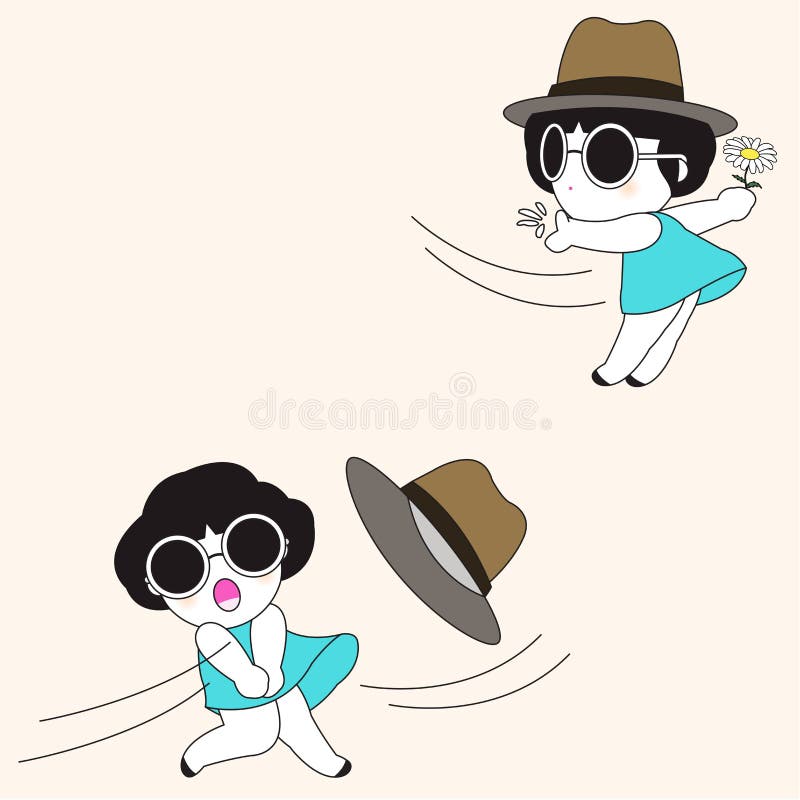 Windy Day Character Illustration Stock Vector - Illustration of ...